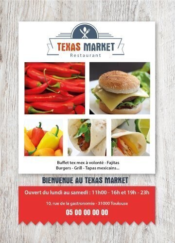 Flyers Texas market A6 personnalisable